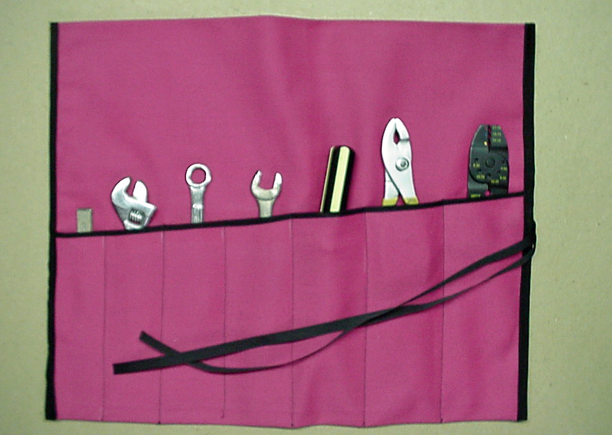 Spanner (wrench) Tool Bag Kit in Magenta color with Black Trim - Fabric