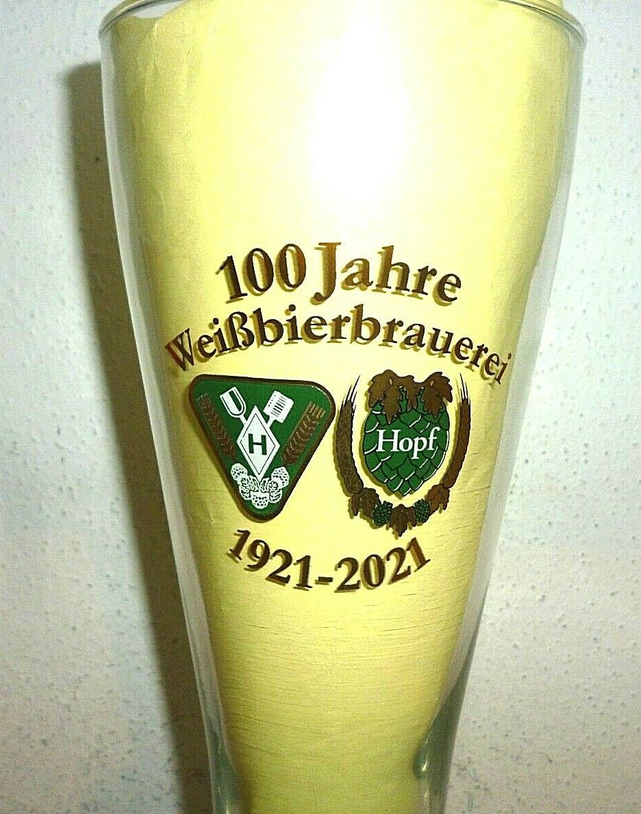 100 Years Weissbier Brauerei Hopf Miesbach Weizen German Beer Glass ...