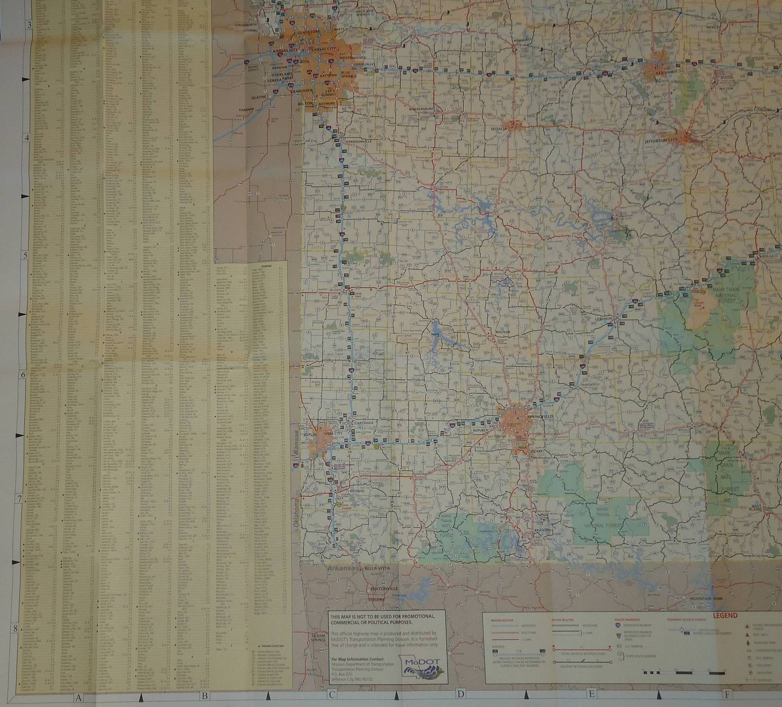 Highway map of missouri