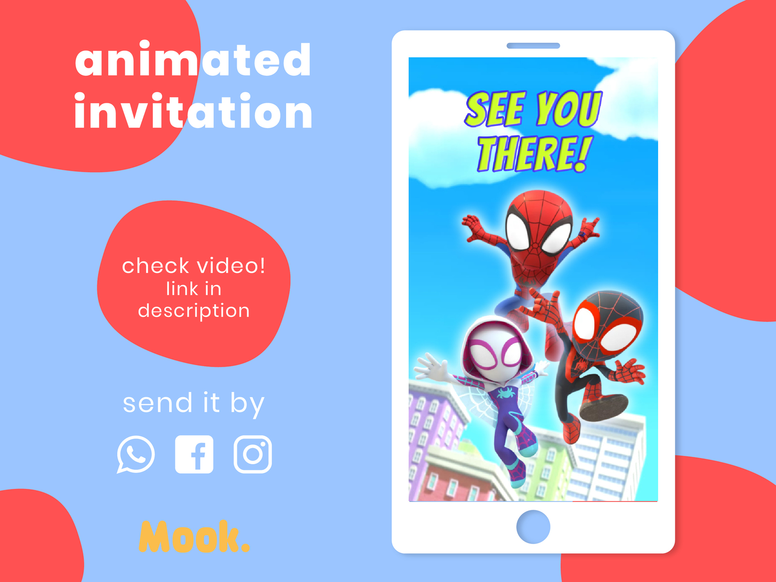 Spidey And His Amazing Friends Video Invitation Animated Digital