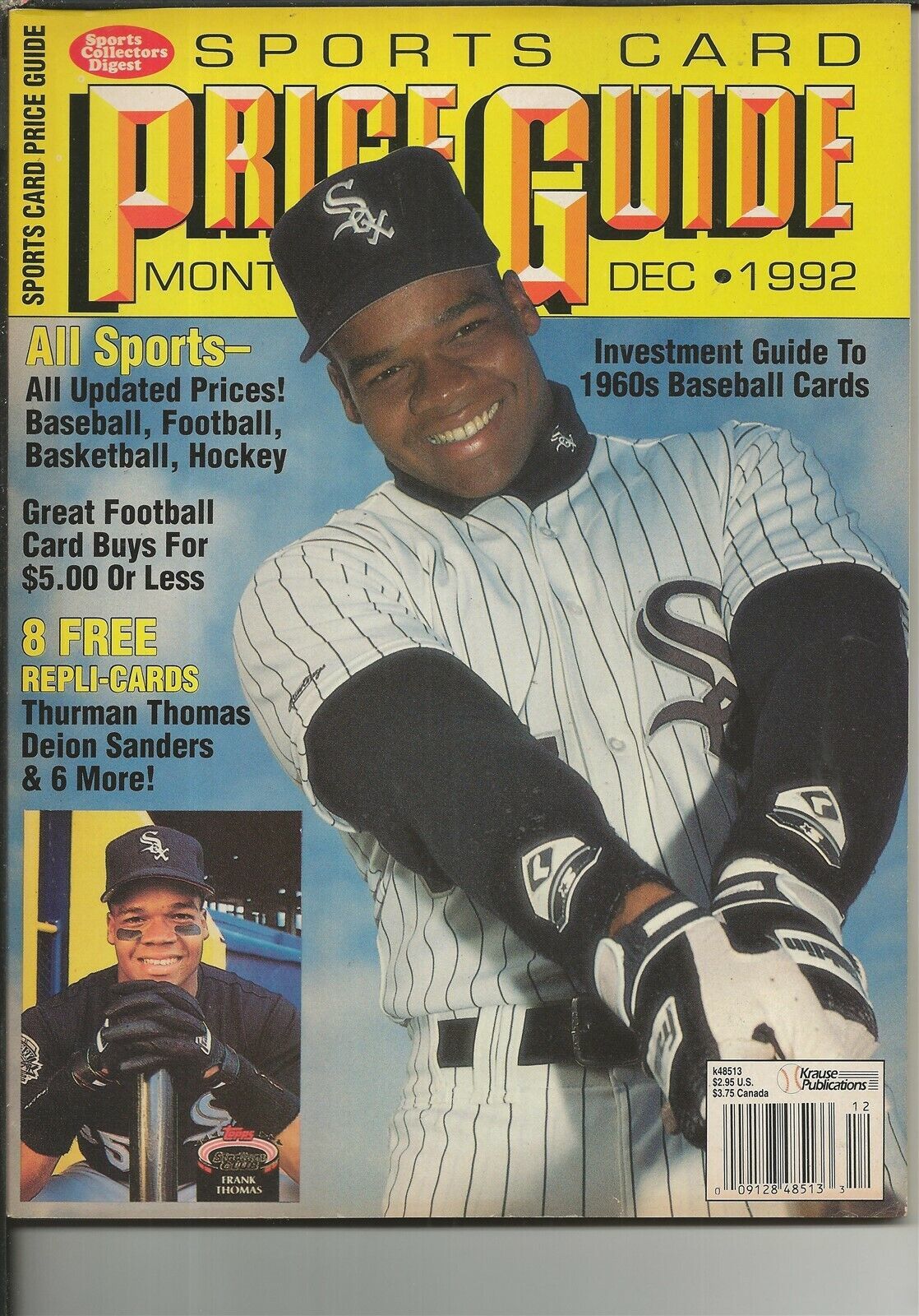 ORIGINAL Vintage Dec 1992 Sports Card Price Guide Magazine w/Deion ...