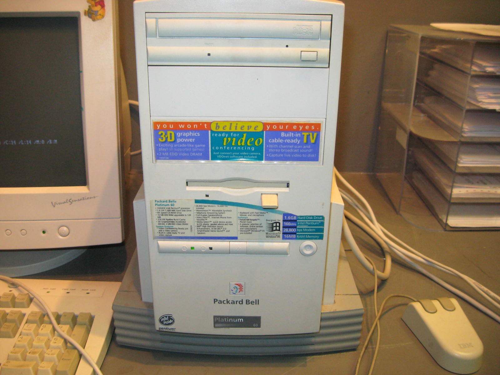 PACKARD BELL PLATINUM 60 MODEL A950 TWR PENTIUM 166MHZ DOS COMPUTER ...