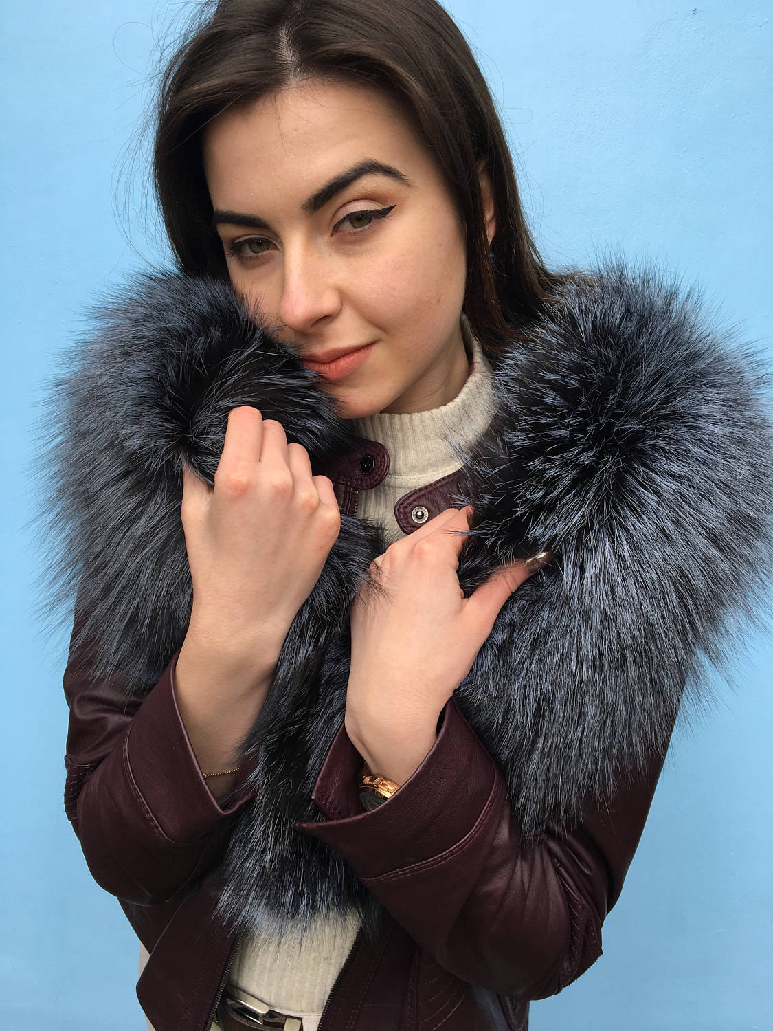 Natural Silver Fox Fur 55 140cm Saga Furs Boa Collar Wrap Big Scarf