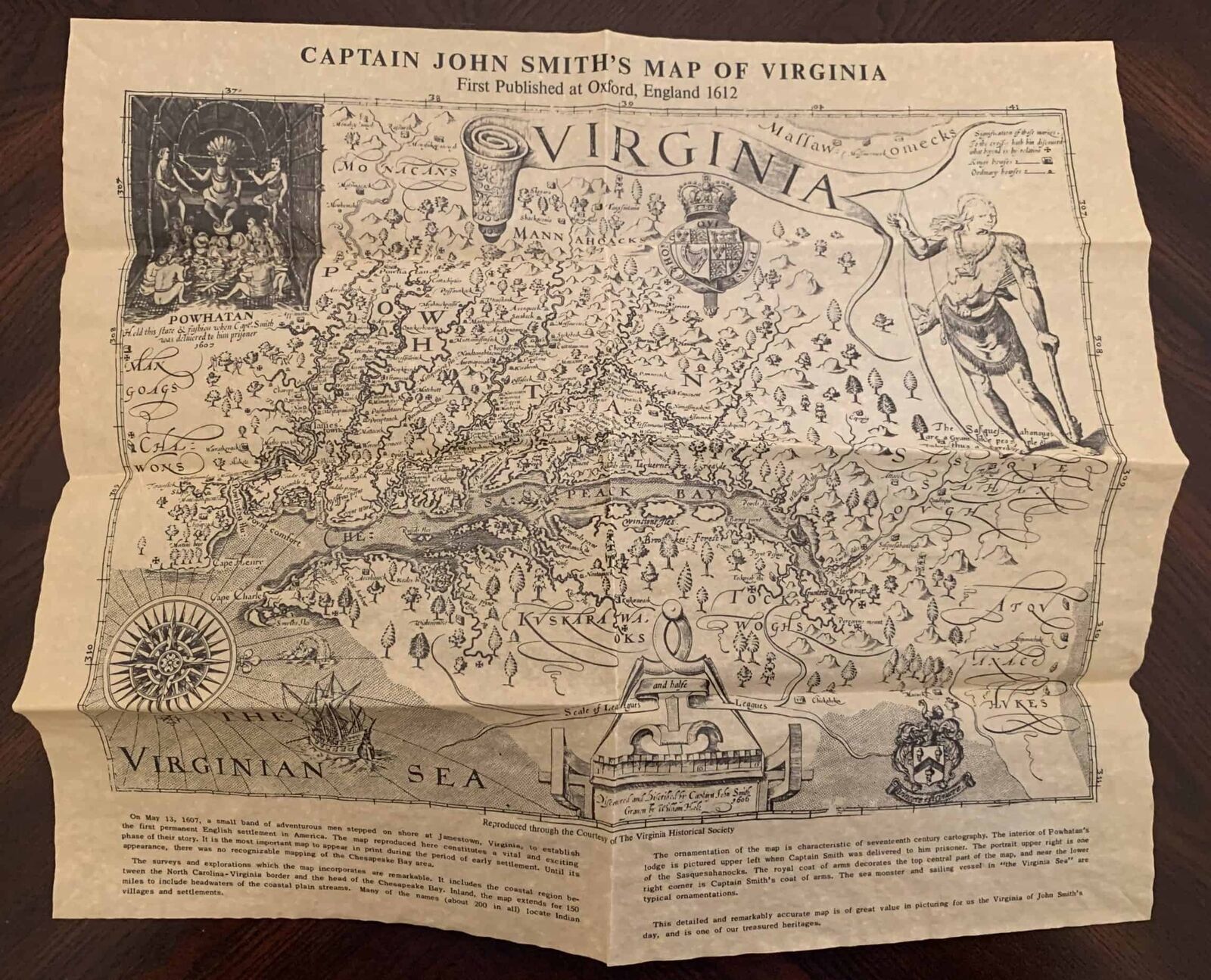 Captain John Smith's Map of Virginia - Other Historical Memorabilia