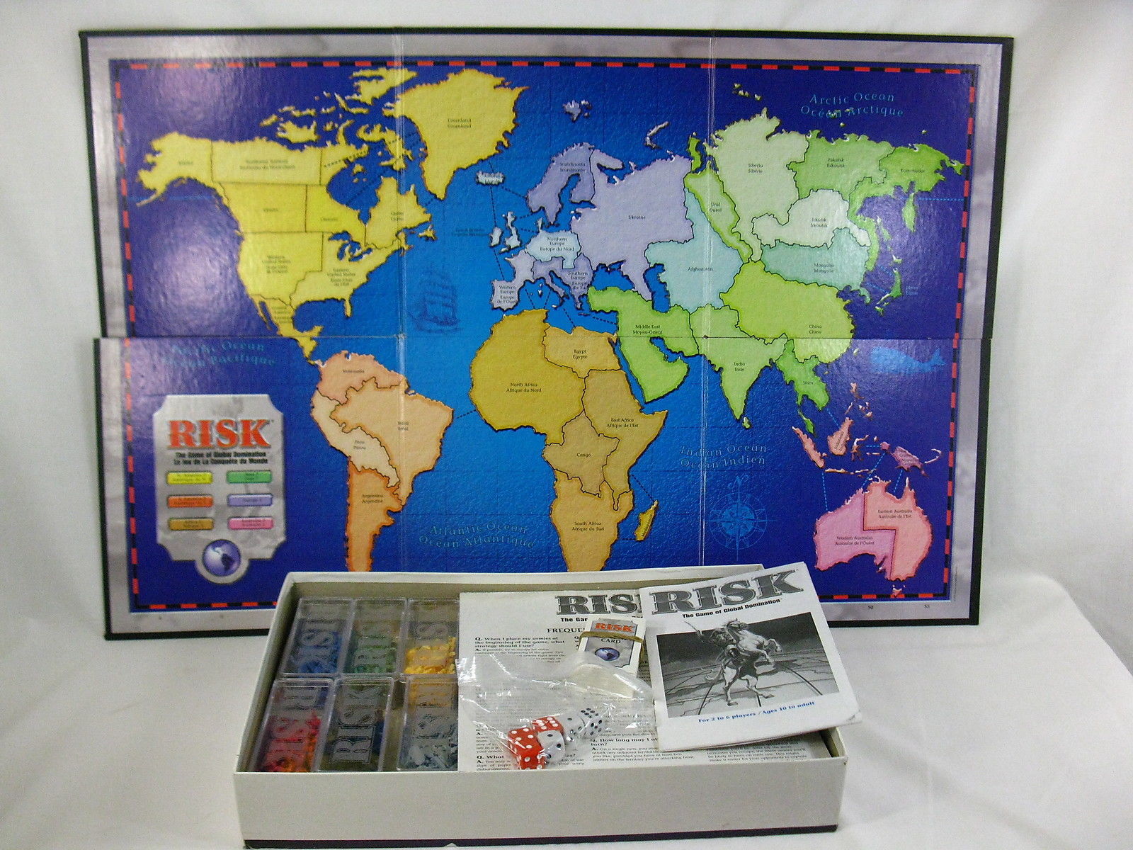 RISK 1998 BOARD GAME 360 MINIATURES + MISSION CARDS COMPLETE EXCELLENT ...