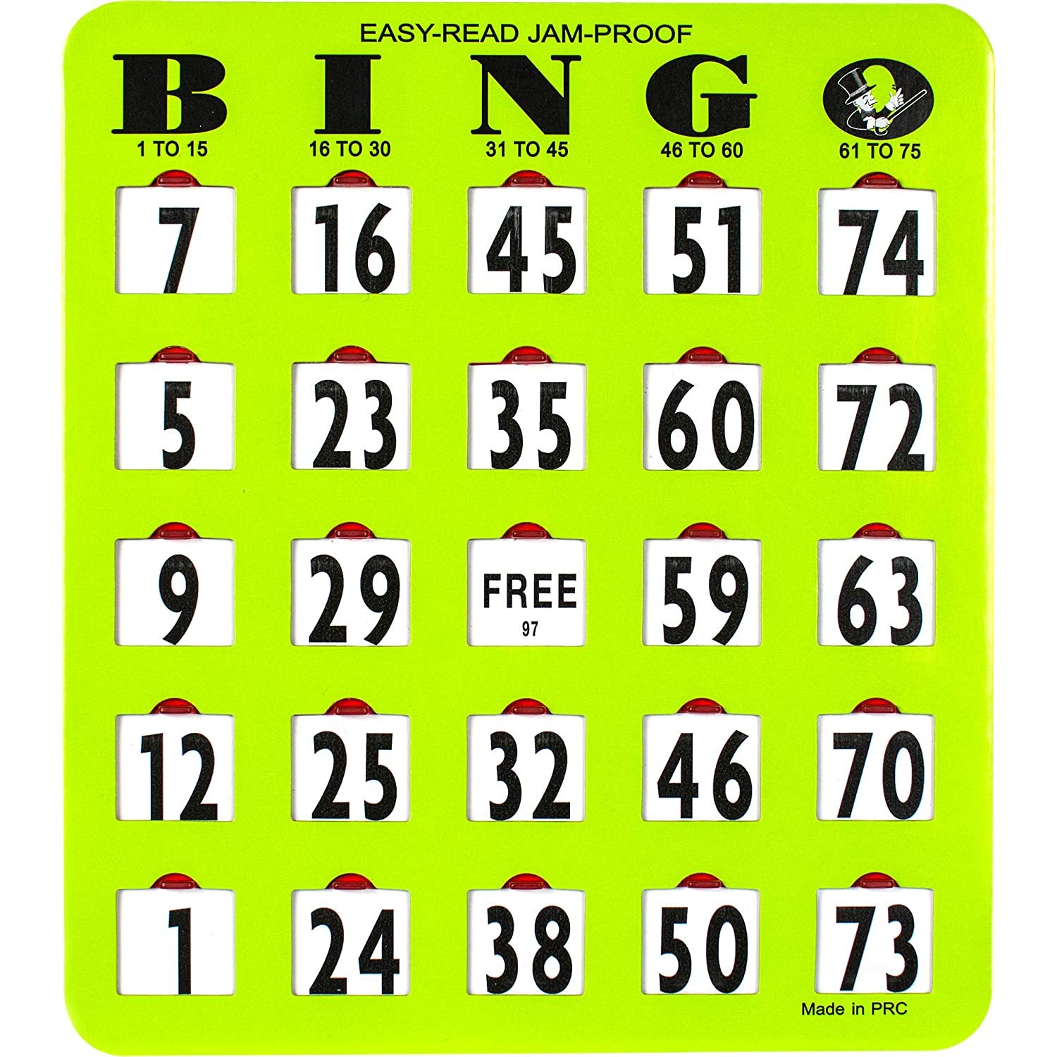 Jam Proof Easy Read Large Bingo Cards With Sliding Windows 10 Cards 