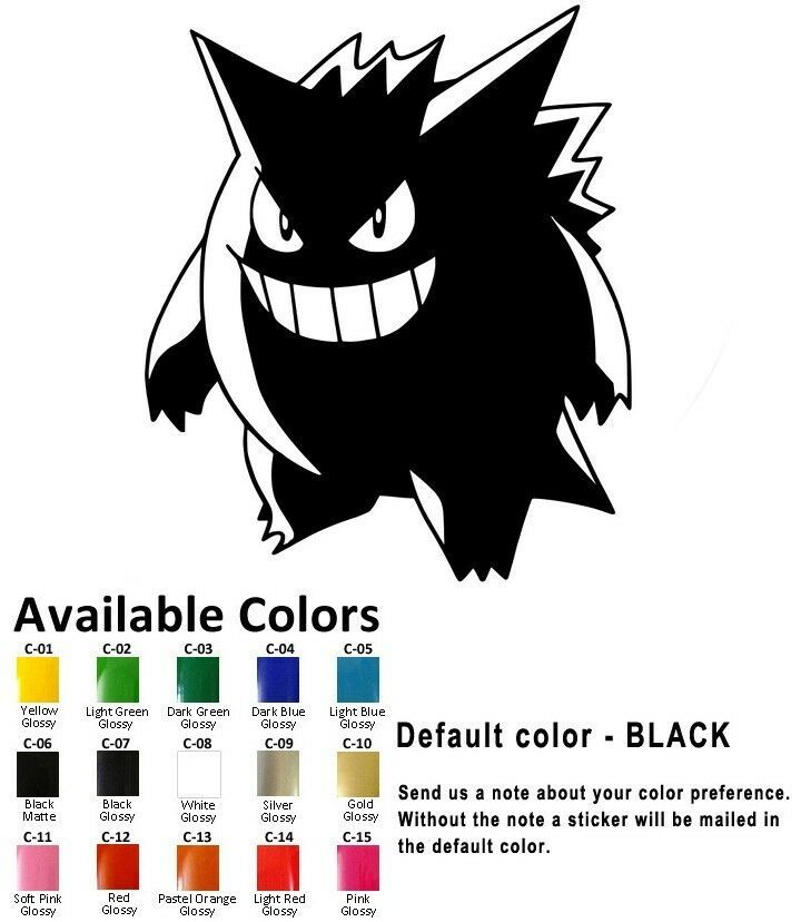 Gengar Pokemon Vinyl Decal Sticker Car Window laptop iPhone Pokémon Go ...