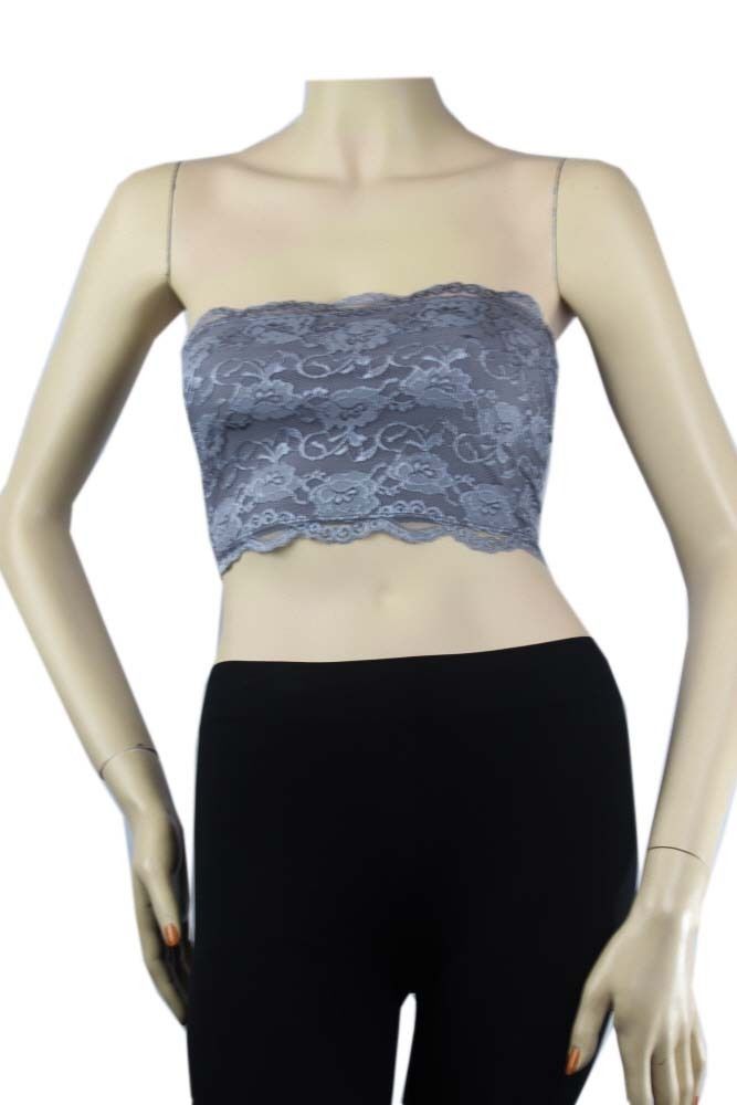 Floral Lace Strapless Tube Bandeau Bra Stretch Sports Layering