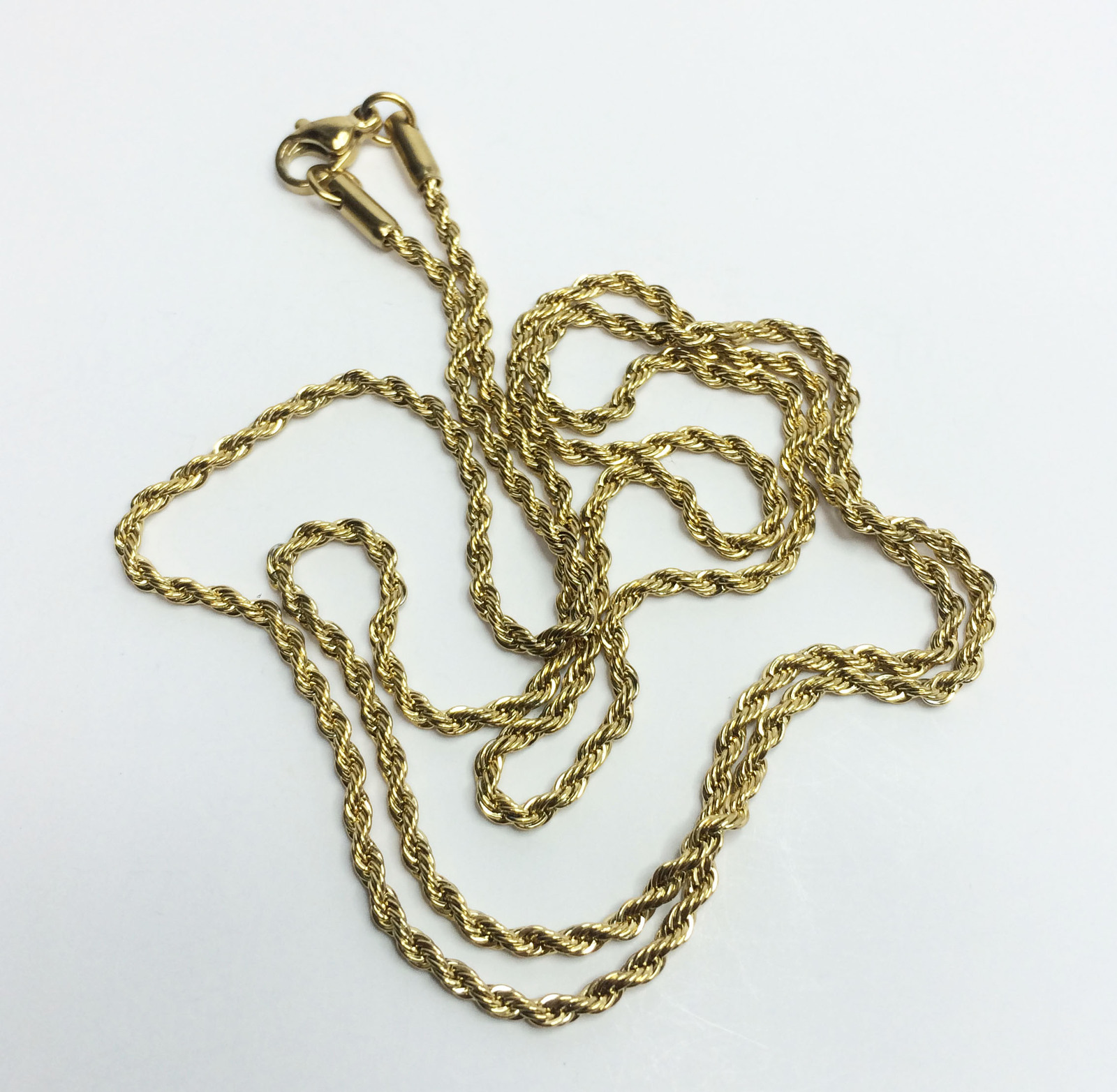Gold Italian Rope Chain 2.5mm 24 Inch Gold Plated Chain Necklace ...