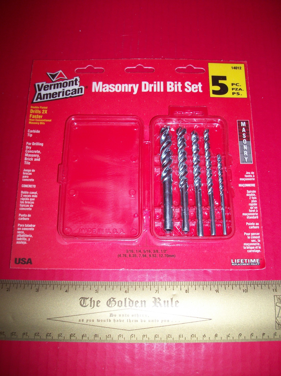 Home Gift Drill Bit Vermont American Masonry 5 Pc Carbide Tip Double ...