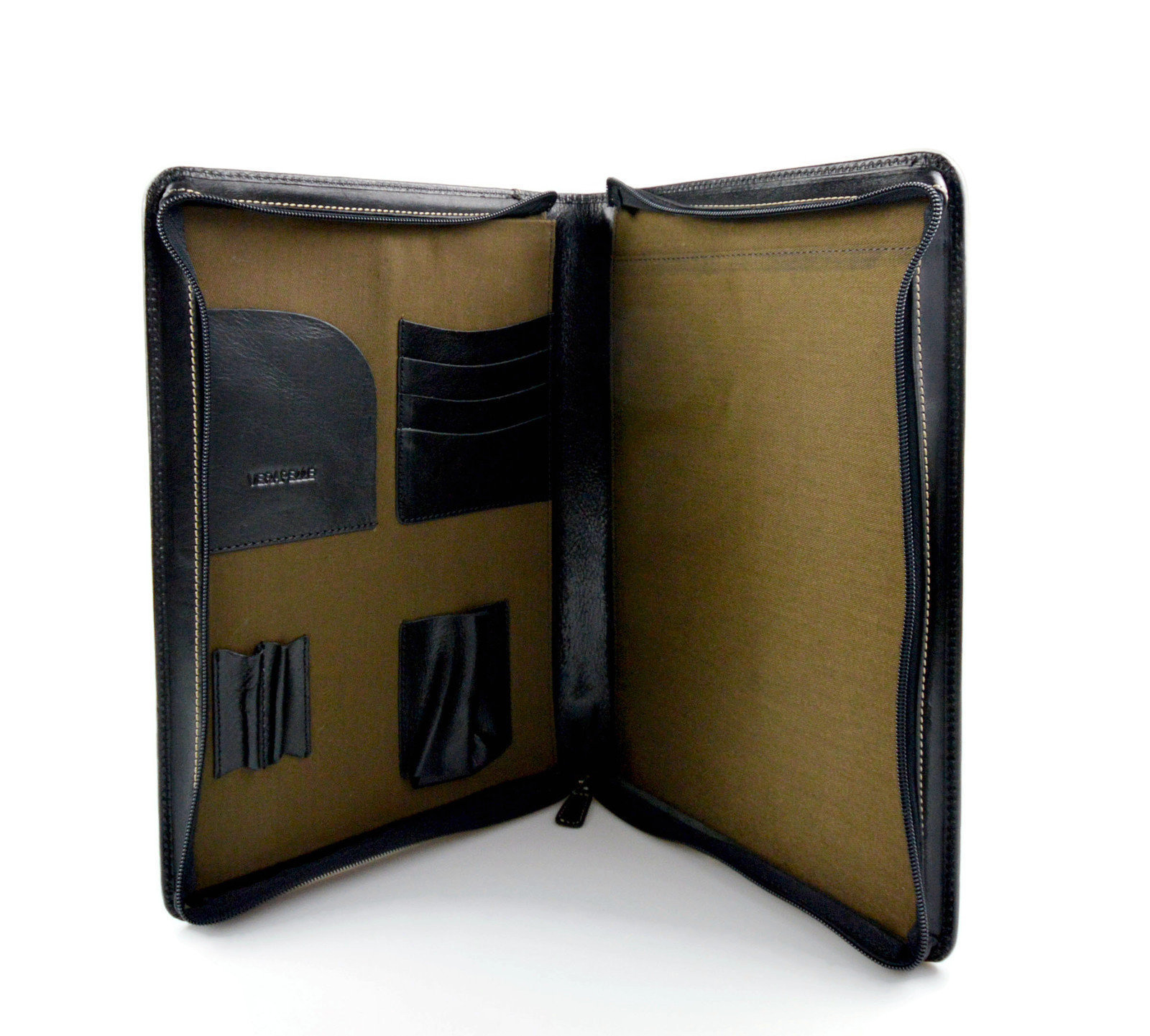 Leather folder A4 document file folder A4 black leather zipped document ...