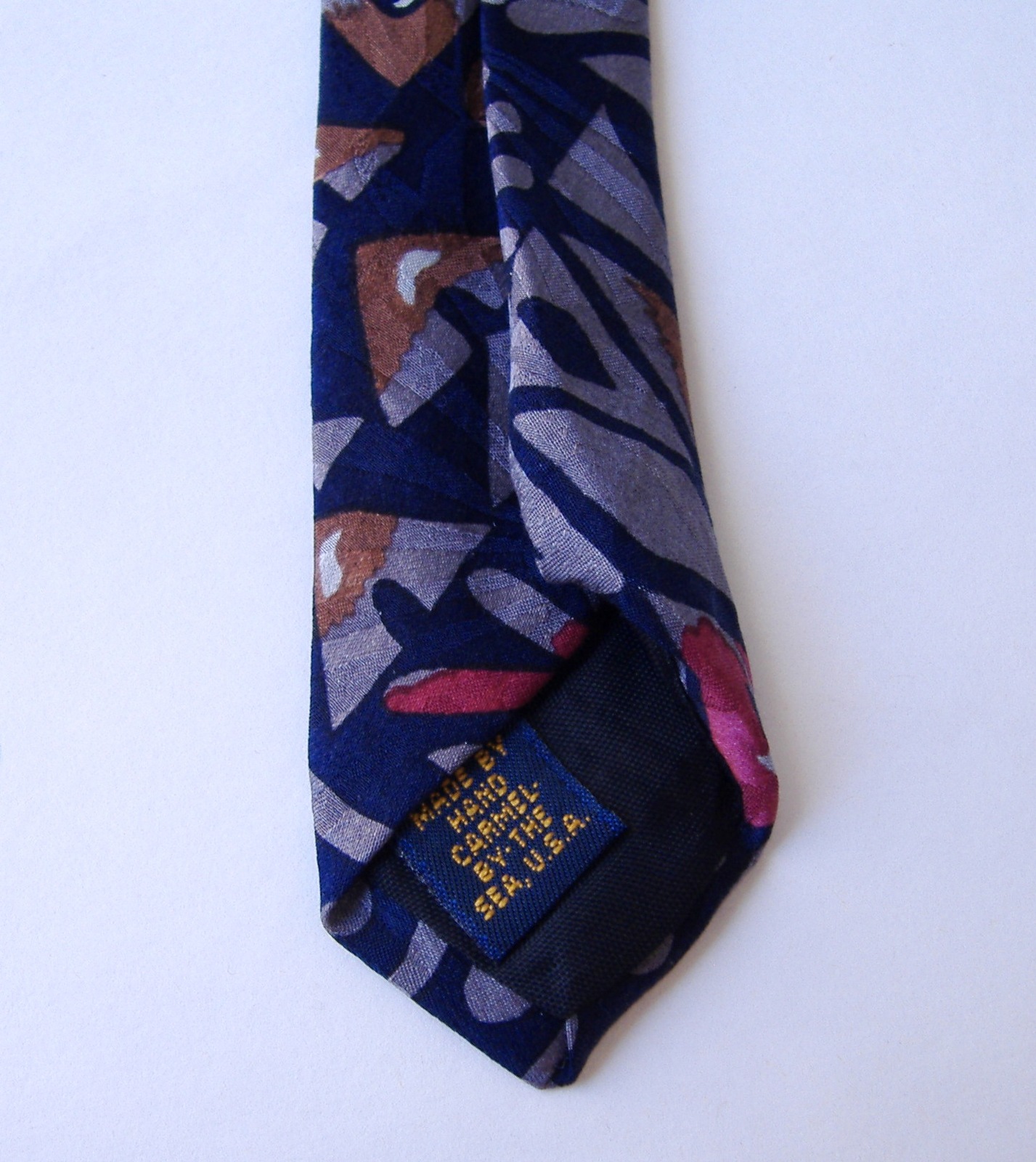 J Blades & Co Tie 100% Silk Abstract Geometric Mens Hand Made Blue Gray ...