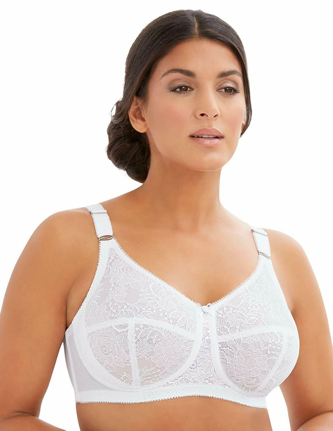 Glamorise White Comfort Lift Wire Free Lace Support Bra Us 40i Bras