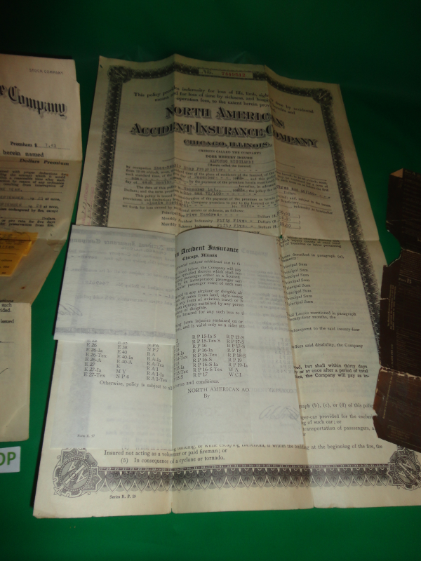 4 piece Antique Insurance Policy Paperwork Documents early 1900's NY CT ...