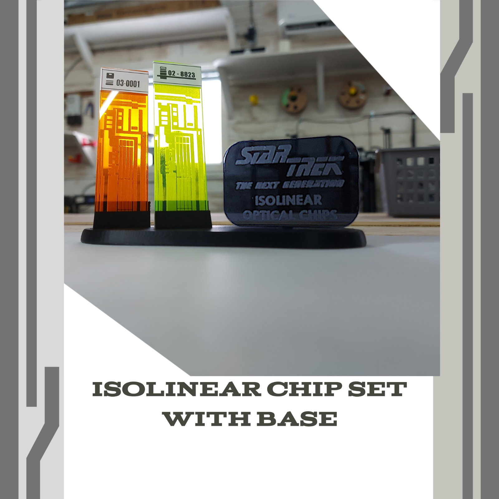 Sci Fi Trek TNG Isolinear Chip Set (2) With Base, Engineering Replica ...