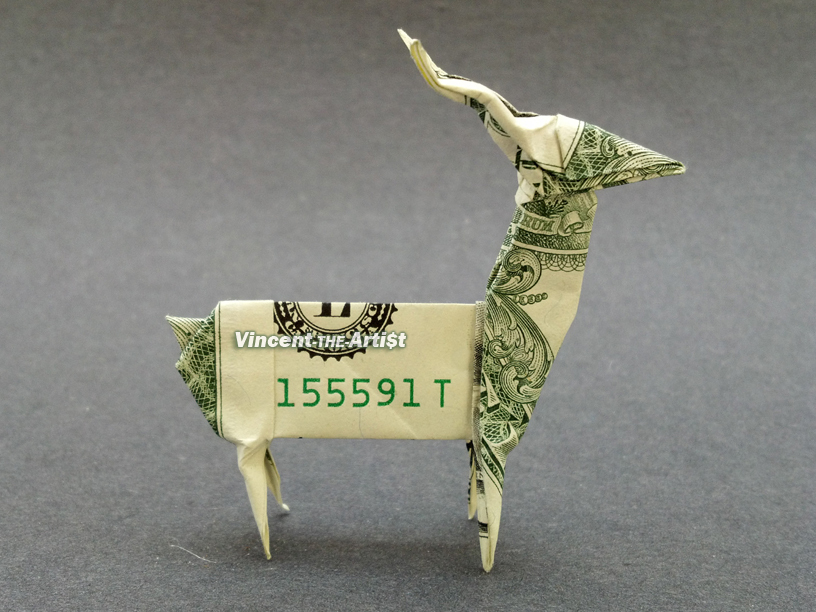 DEER Money Origami - Dollar Bill Art - Buck - Origami