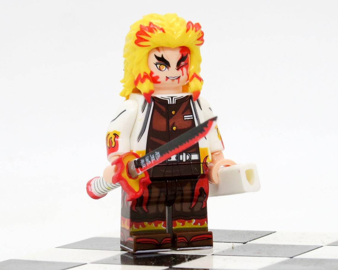 Demon Slayer Kimetsu no Yaiba Rengoku Kyojuro Minifigures Weapon and ...