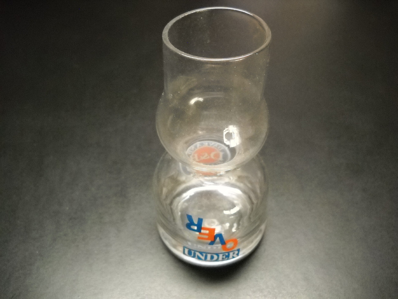 Dave And Buster's Double Bubble Shot Glass Clear Glass with Orange Blue ...