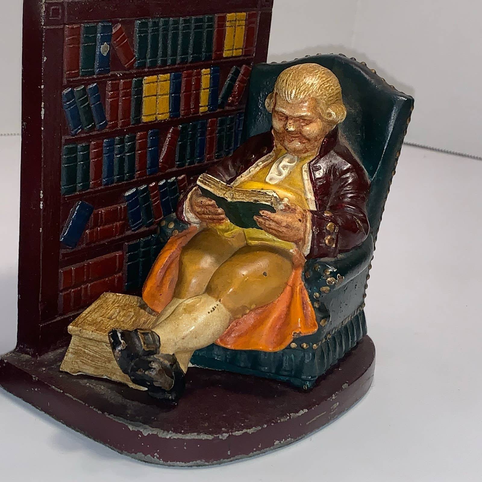 Rare Antique Cast Iron Colonial Father Knickerbocker Bookends 9961