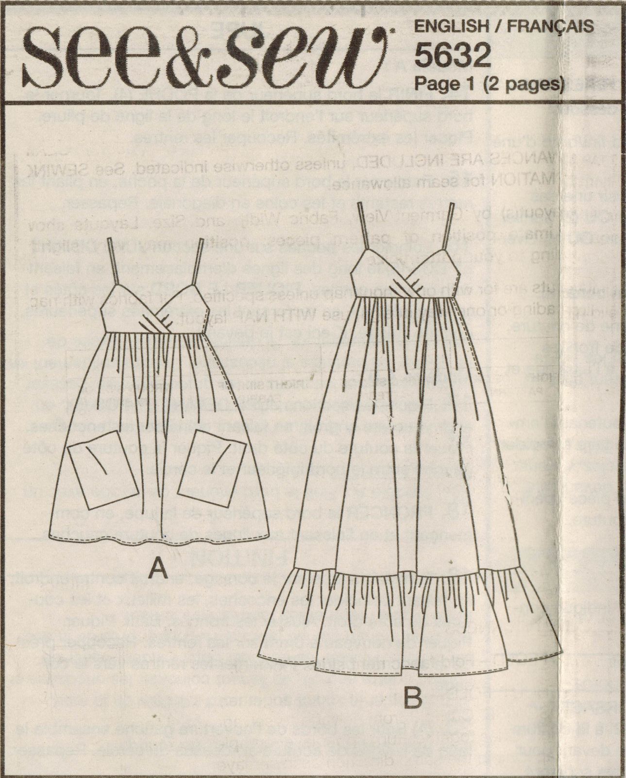 Misses Summer Spaghetti Strap Overlap Bodice Dress Sundress Sew Pattern ...