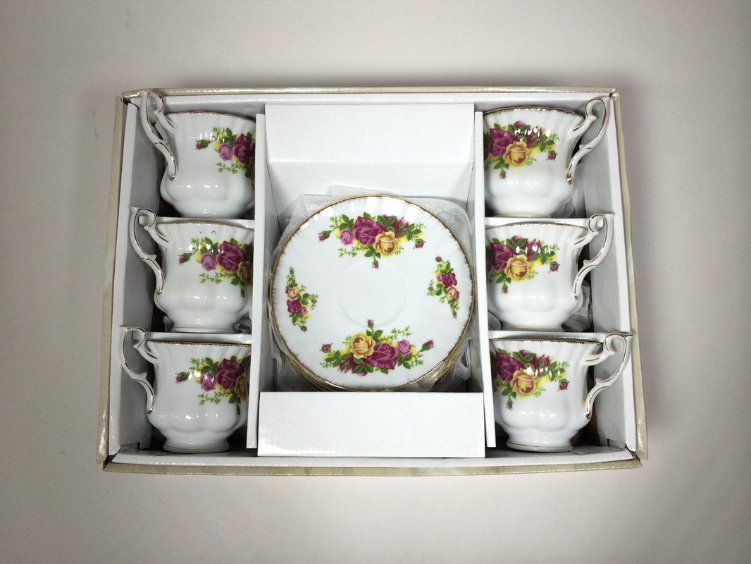 English Rose Garden Porcelain China 24 kt Gold Banded 48 Piece ...