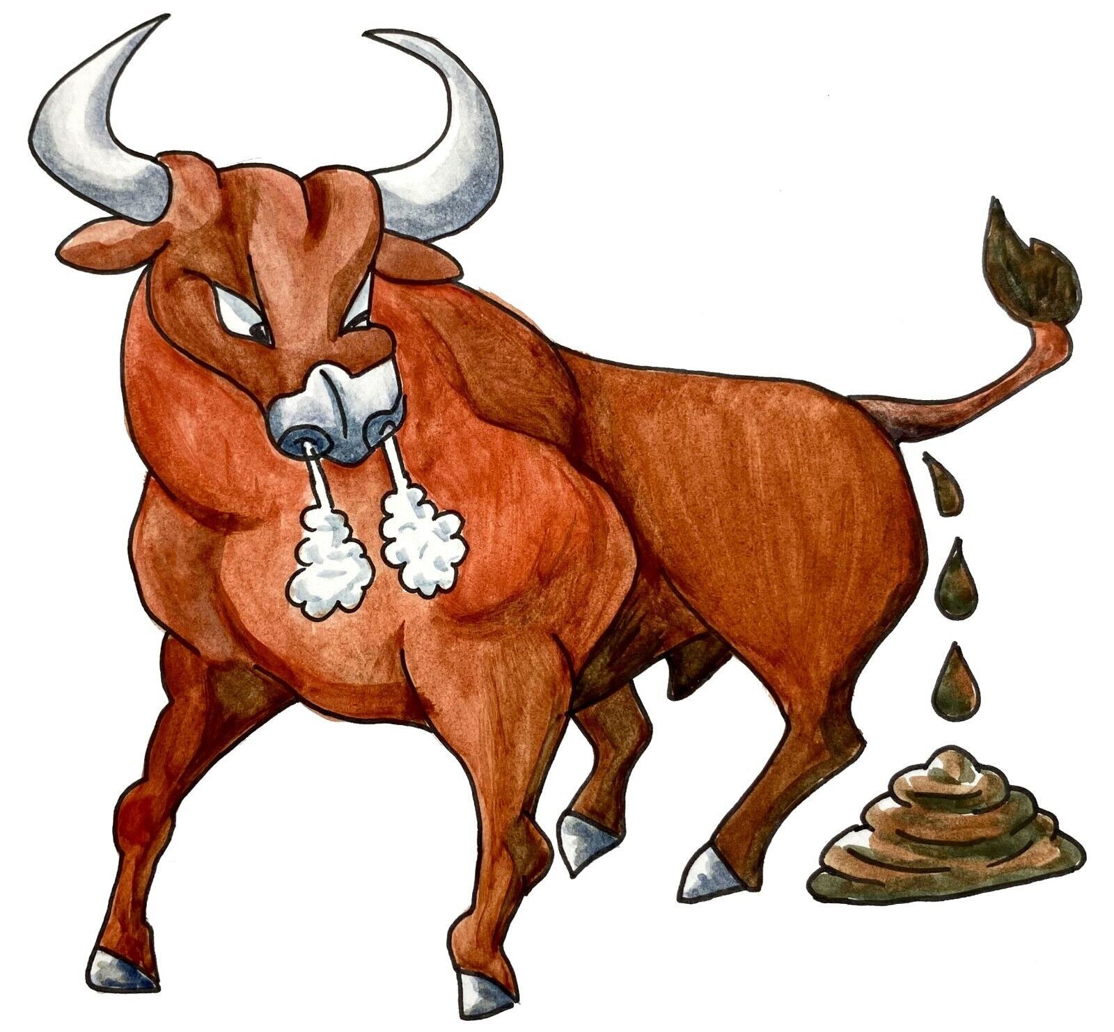 Angry Bull Pooping Sticker Decal Car Boat Auto SUV RV ATV Camper ...