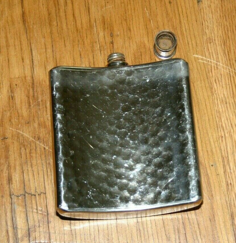 VTG AHS HAMMERED TIN METAL 15oz HIP FLASK US OCCUPIED ZONE WEST GERMANY ...
