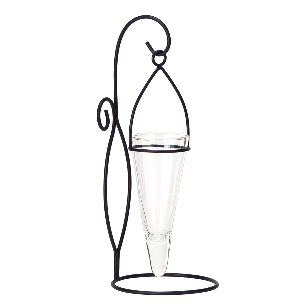 cone-shaped Glass Vase hangs in Black Metal - Vases