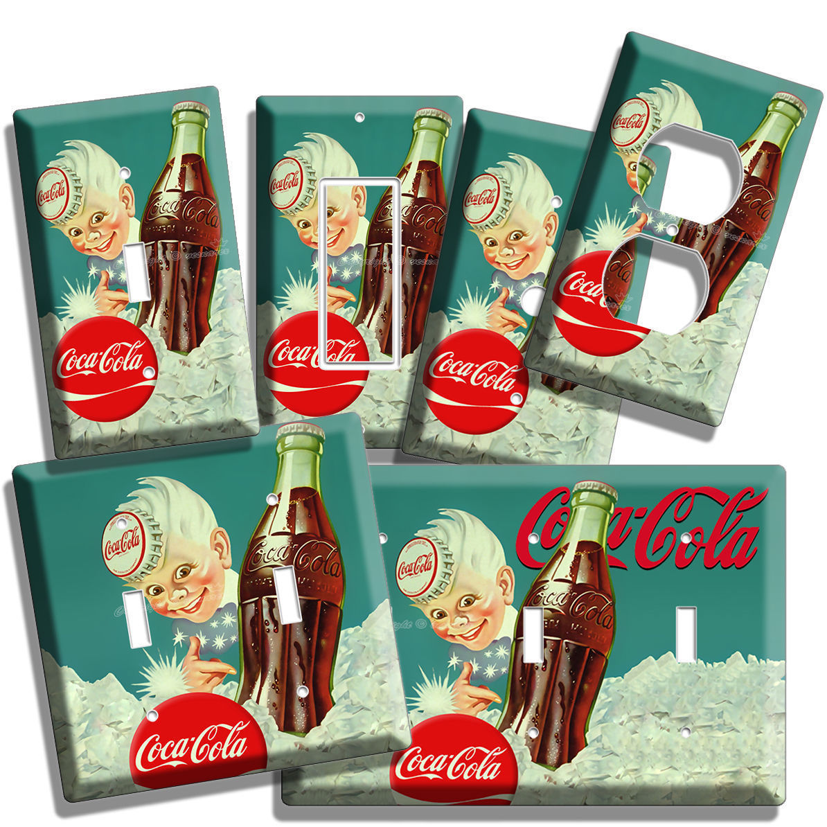 RETRO COCA-COLA BOY OLD AD LIGHT SWITCH POWER OUTLET WALL PLATE COVER ...