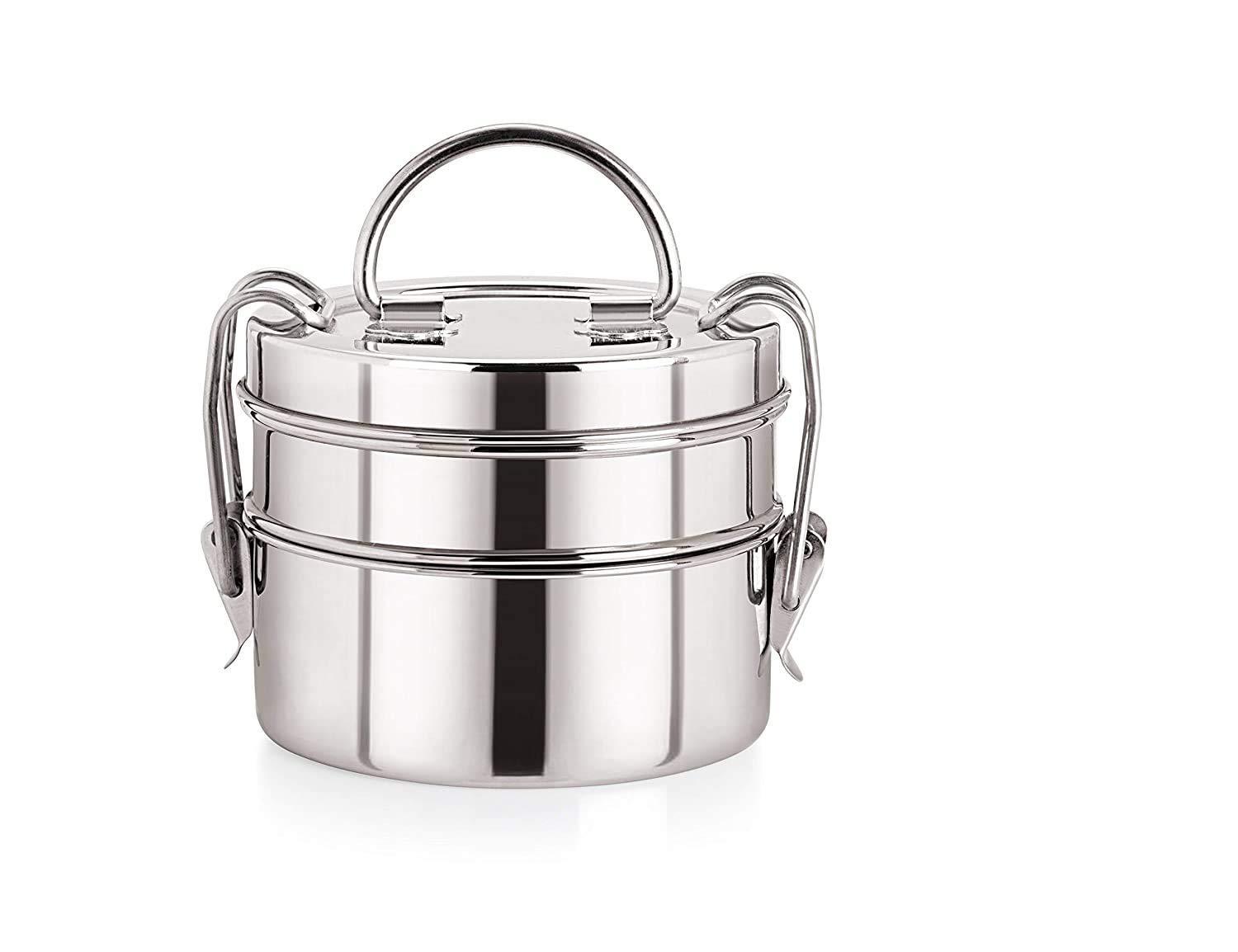 Stainless Steel Tiffin Box 2 Layers Traditional Indian Lunch Box Indian ...