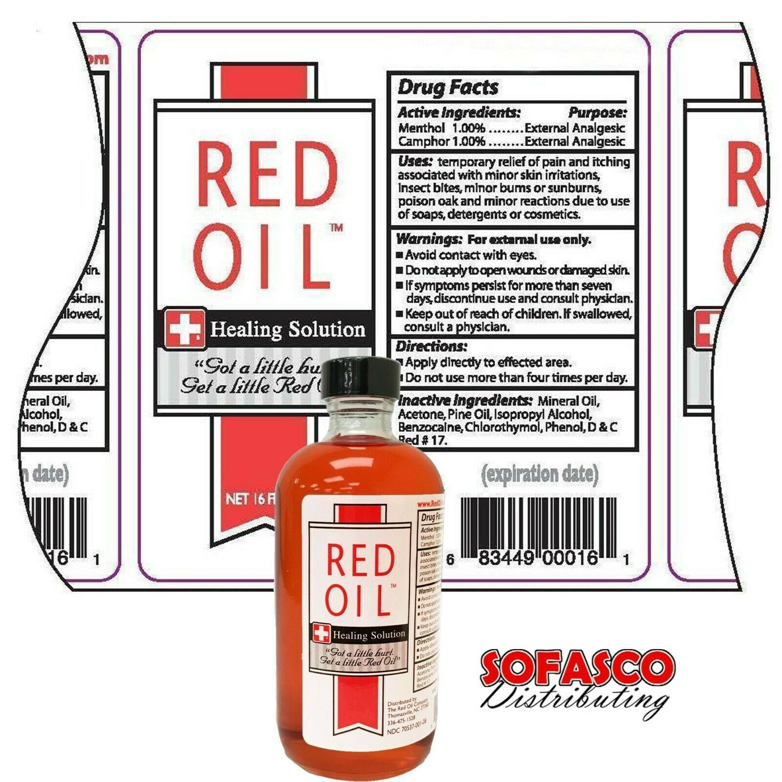 Red Oil Healing Solution First Aid Topical Pain & Itch Relief 16oz ...