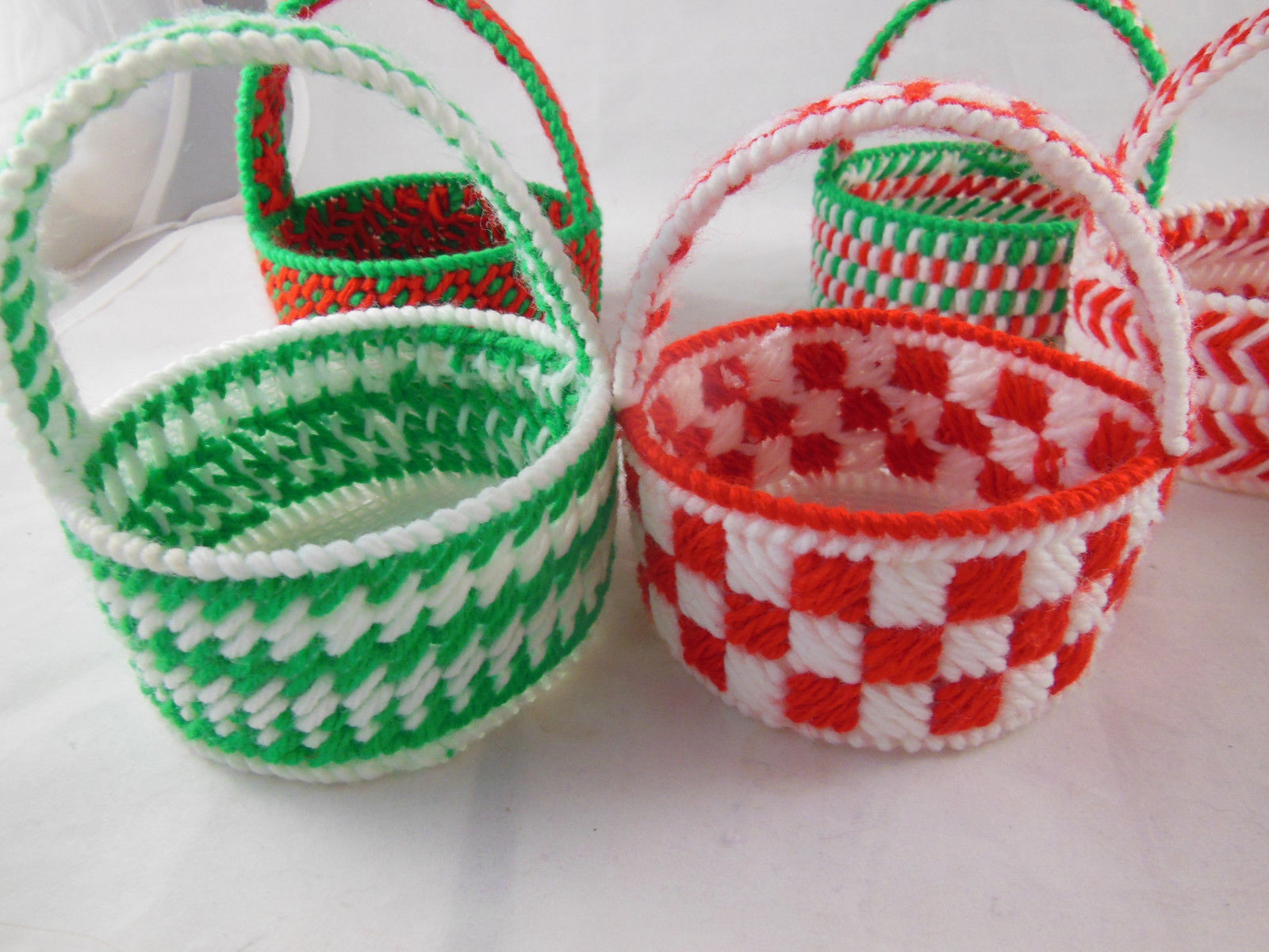 Finished Handmade Plastic Canvas Basket for Christmas gifts candy Table ...