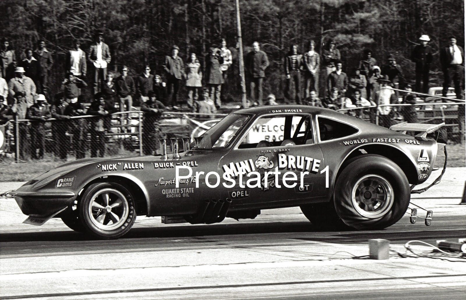 Dan Smoker "MINI-BRUTE Opel GT Nitro Funny Car 8x10 B&W Drag Racing ...