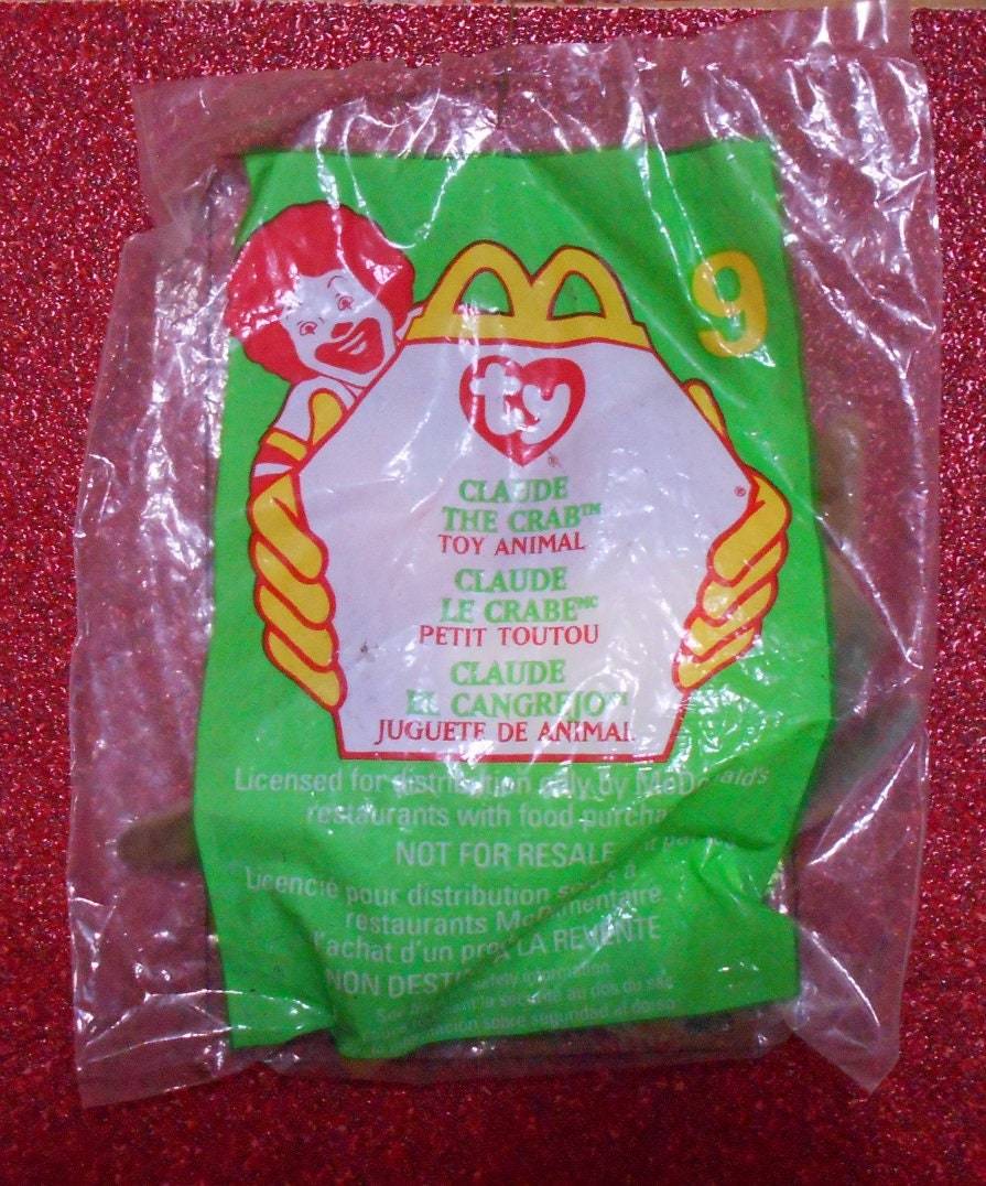 Mc Donalds Ty Teenie Beanie Baby: Claude the Crab #9, w/Errors, Rare ...