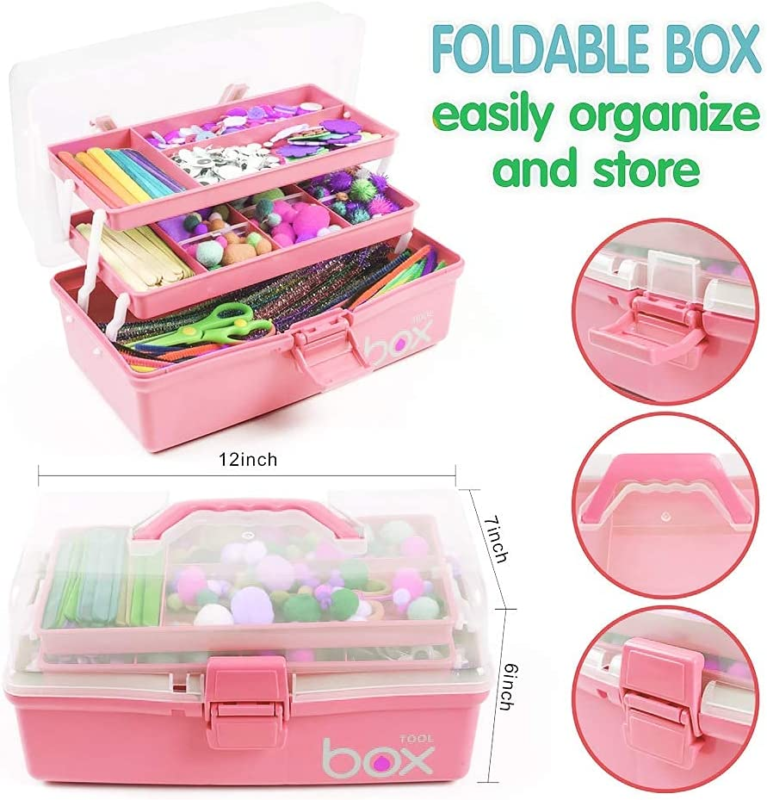 12 Inch 3-Layer Multipurpose Tool Box Organizer Folding Tool Box Art ...