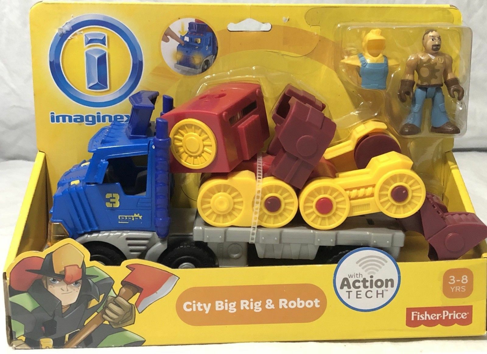 Imaginext City Big Rig and Robot Fisher Price Action Tech Rescue City ...