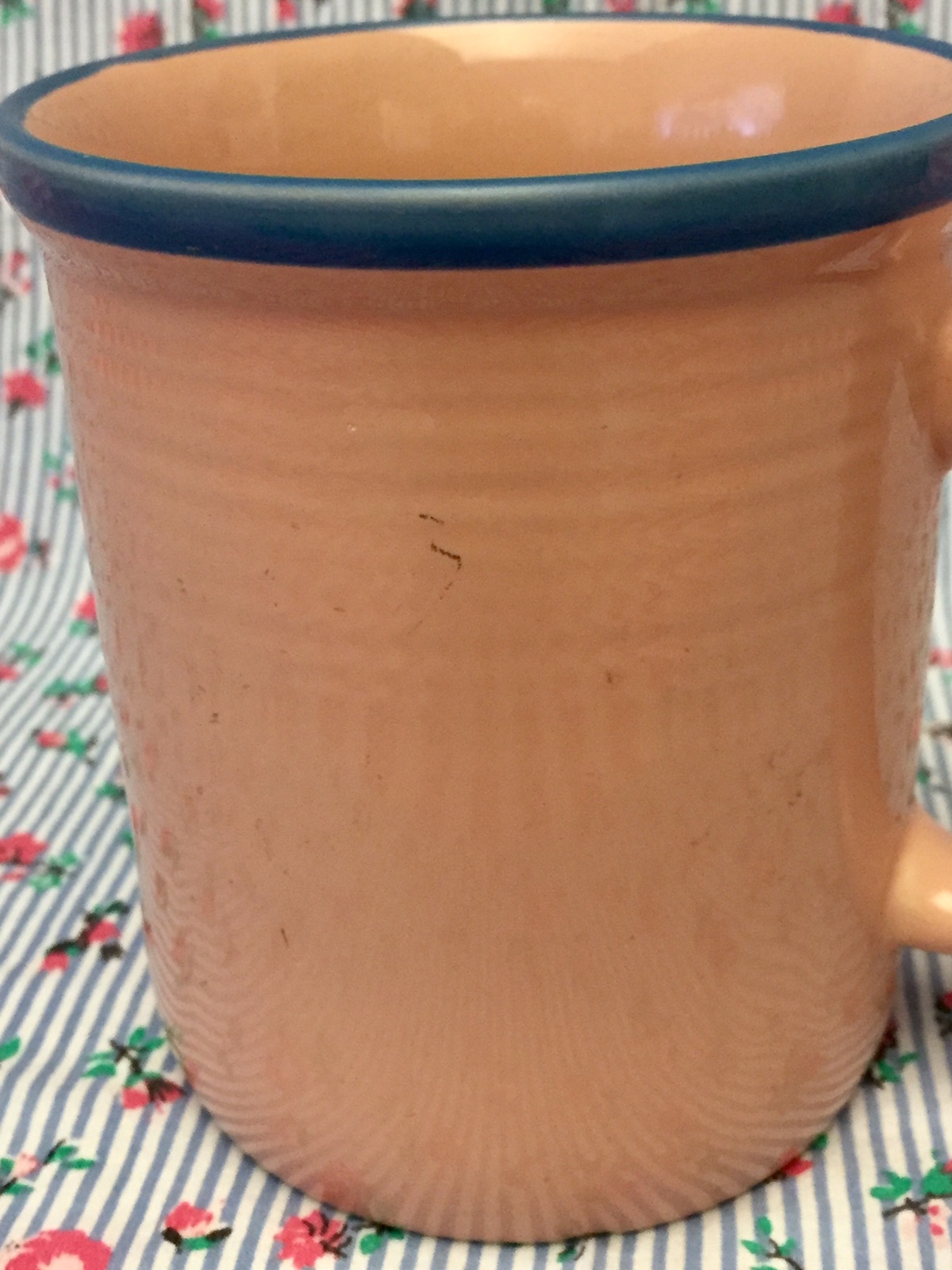 Vintage Rio Stoneware Japan coffee mug cup pink and turquoise blue ...