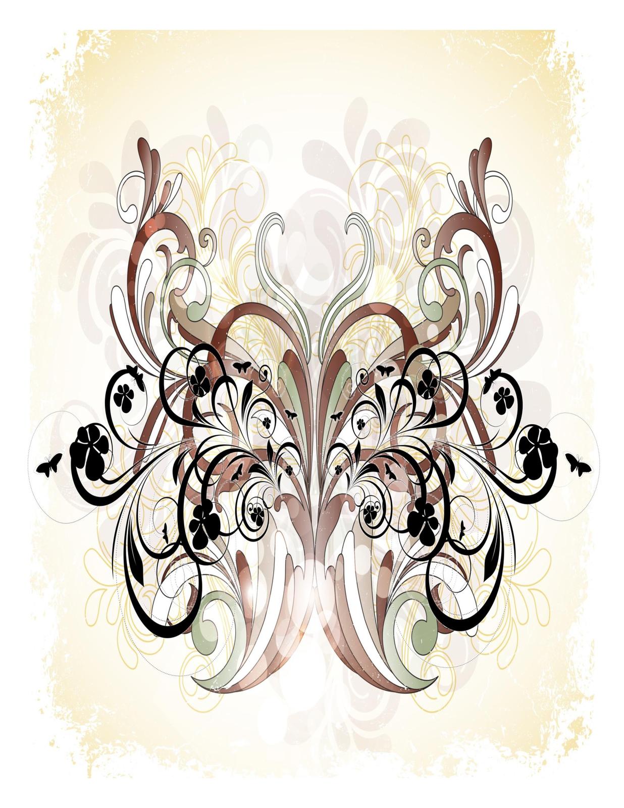 Butterfly Flourish-Digital clipart-Clip Art - Card Making