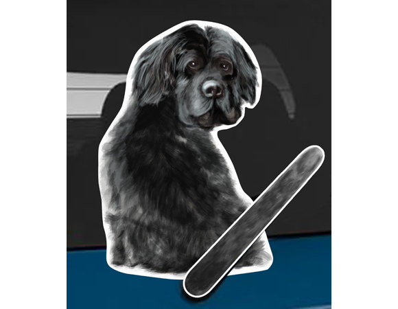 Newfoundland dog rear window wiper wagging tail sticker - Dog Supplies