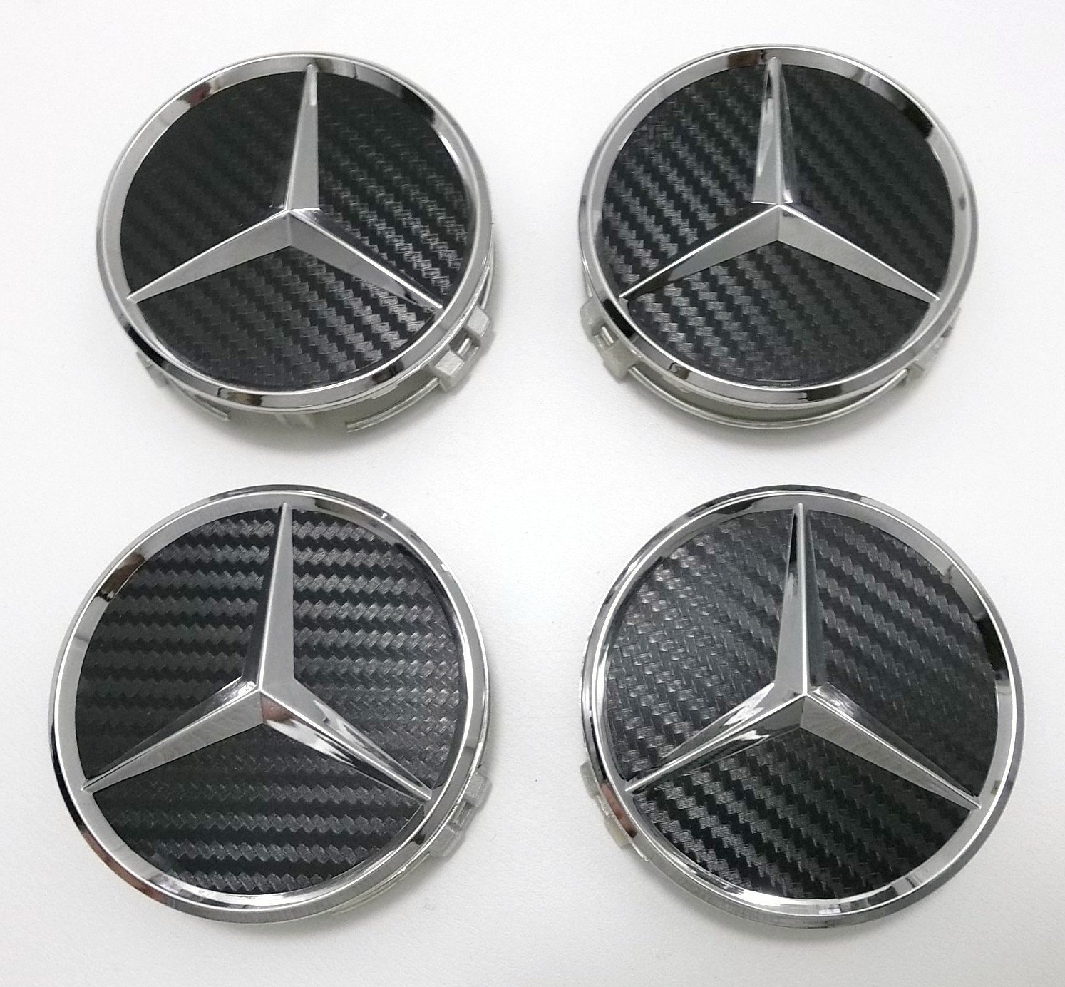 75mm 3D Silver Star logo Carbon Fiber Wheel Center Cap Hubcap set of 4 ...
