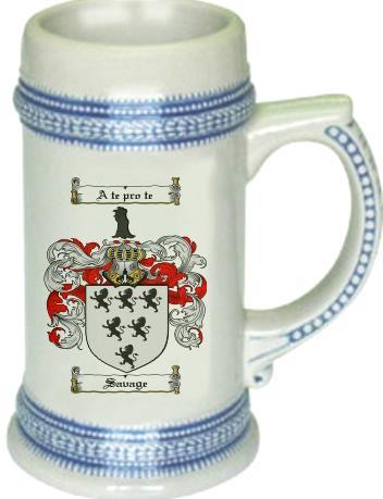 Savage Coat of Arms Stein / Family Crest Tankard Mug - Coat of Arms
