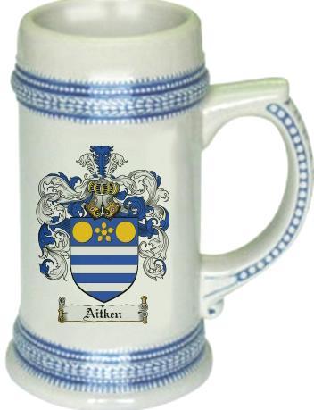 Aitken Coat of Arms Stein / Family Crest Tankard Mug - Coat of Arms