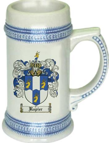 Rapier Coat of Arms Stein / Family Crest Tankard Mug - Coat of Arms