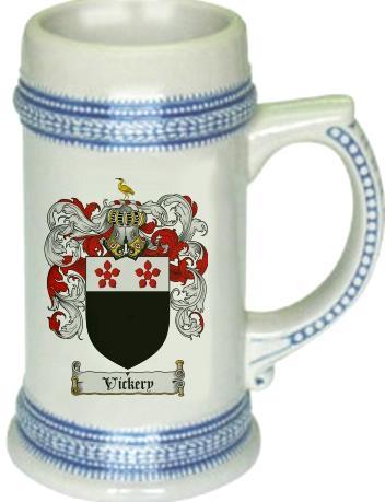 Vickery Coat of Arms Stein / Family Crest Tankard Mug - Coat of Arms