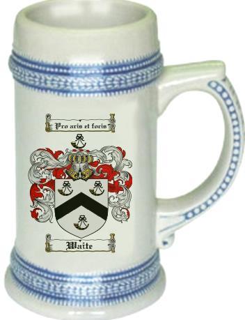 Waite Coat of Arms Stein / Family Crest Tankard Mug - Coat of Arms