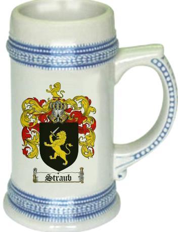 Straub Coat of Arms Stein / Family Crest Tankard Mug - Coat of Arms