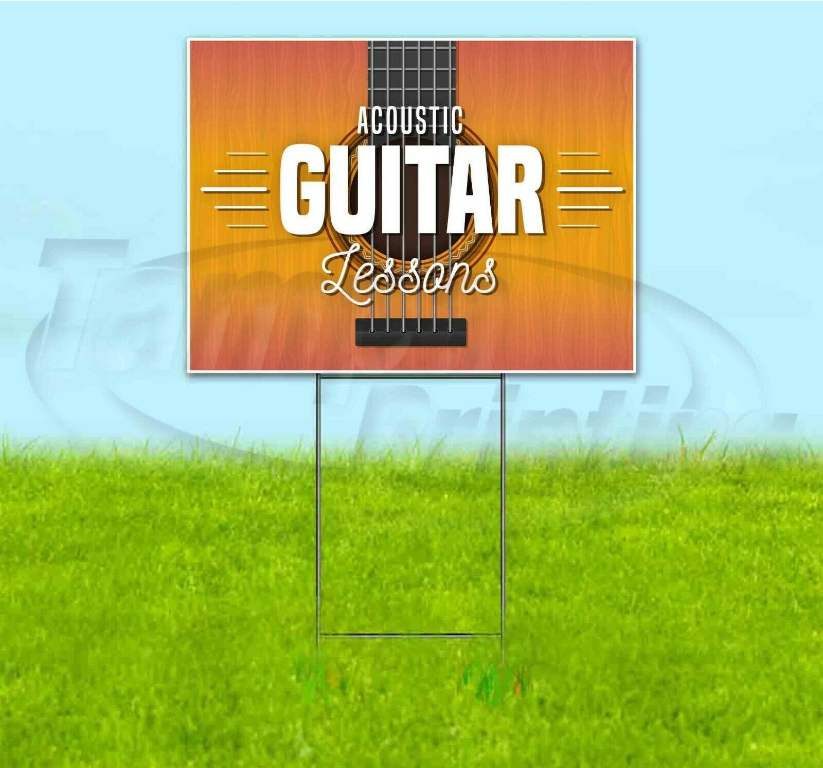 ACOUSTIC GUITAR LESSONS 18x24 Yard Sign WITH STAKE Corrugated Bandit ...