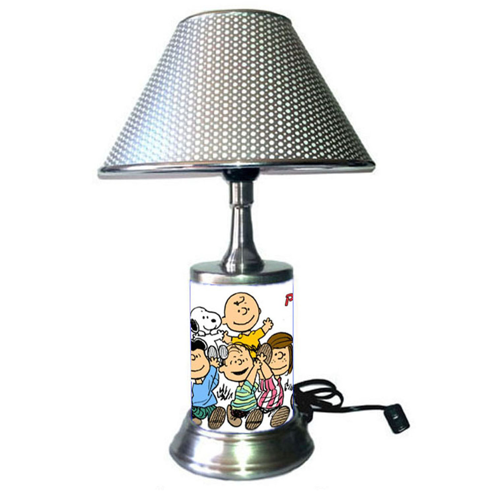 Peanuts Comic Strip Lamp with chrome finish shade, Charlie Brown ...