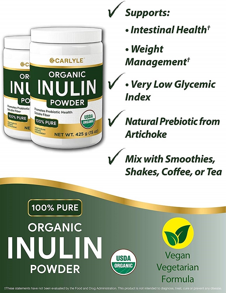 Organic Inulin Powder | 2 x 15 oz Pack | Vegetarian, Non-GMO, Gluten ...