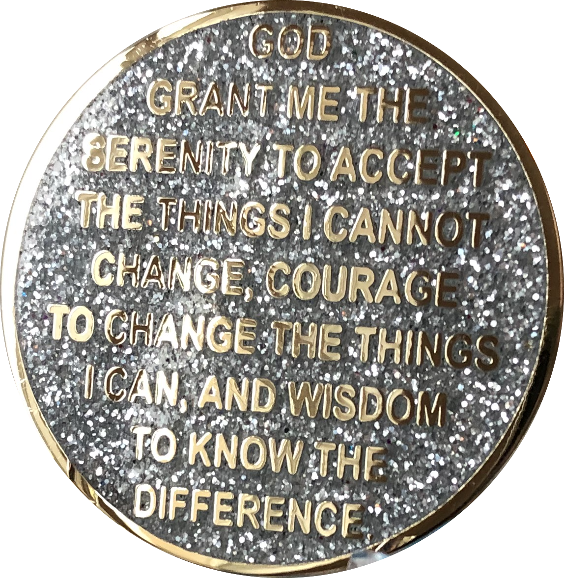 18 Month AA Medallion Recoverychip Reflex Silver Glitter Sobriety Chip ...